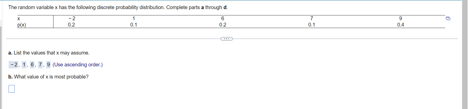 Solved The random variable x has the following discrete | Chegg.com
