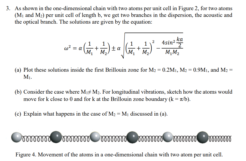 Solved 3. As shown in the one-dimensional chain with two | Chegg.com