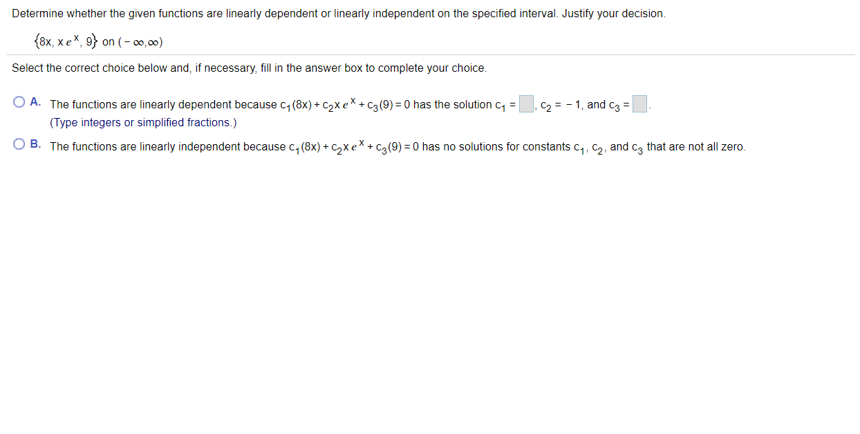 Solved Determine Whether The Given Functions Are Linearly