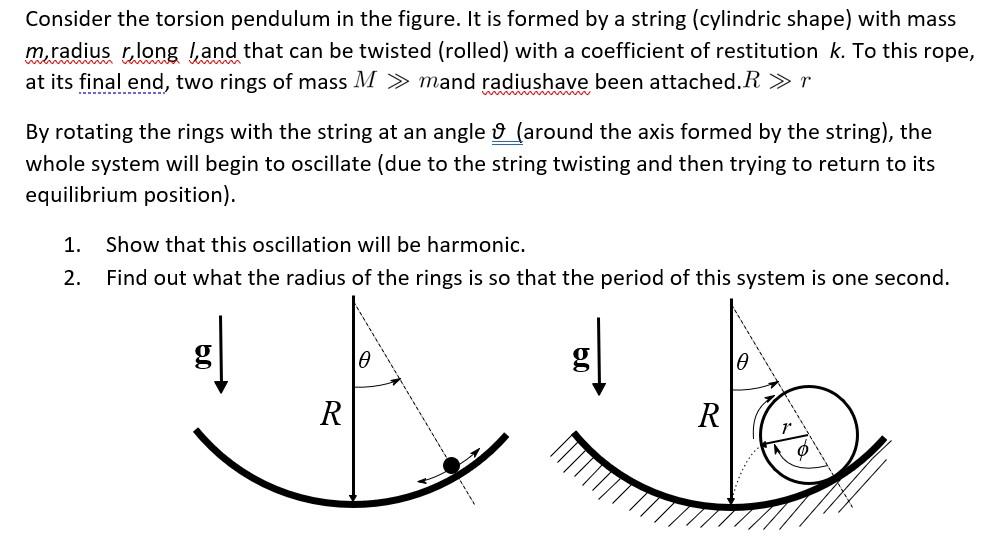 Solved Consider the torsion pendulum in the figure. It is | Chegg.com