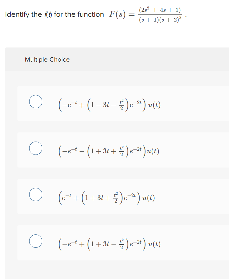 Solved Identify the Laplace transform of f(t) = 3e-t cosh | Chegg.com