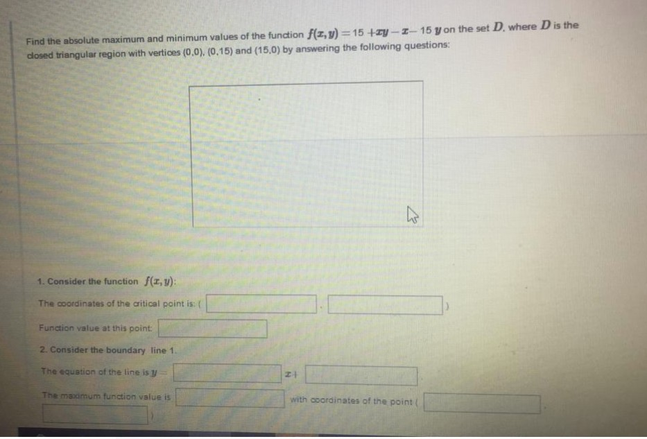 Solved Find the absolute maximum and minimum values of the | Chegg.com