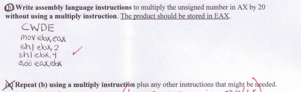 Solved 6 Write assembly language instructions to multiply | Chegg.com
