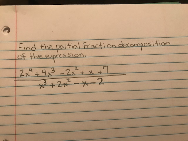 Solved Find the partial fraction decomposition of the | Chegg.com