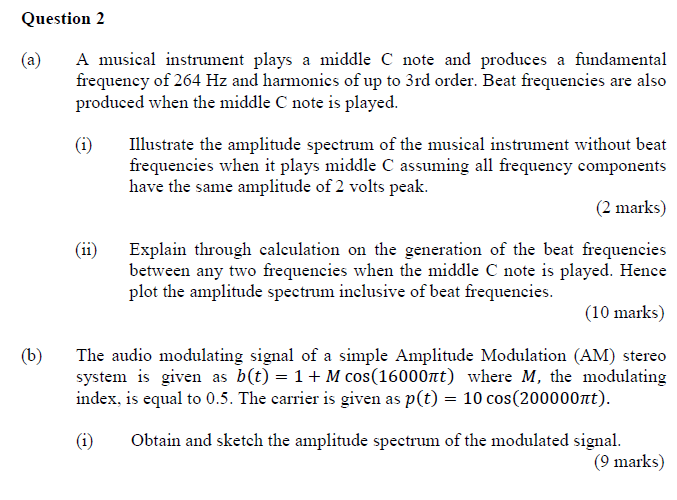 Solved Question 2 (a) A musical instrument plays a middle C | Chegg.com