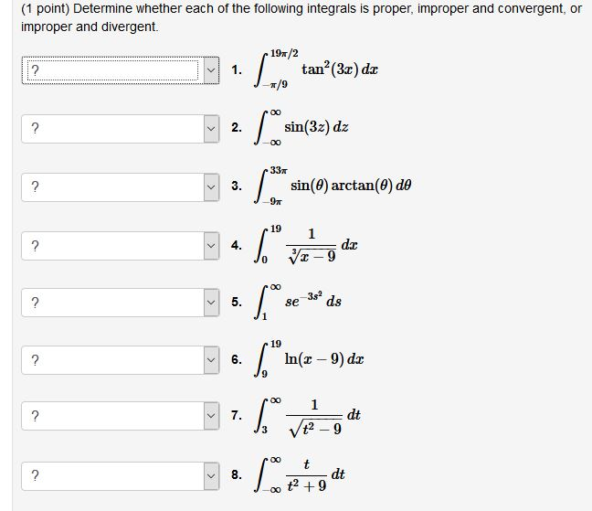 Solved (1 point) Determine whether each of the following | Chegg.com