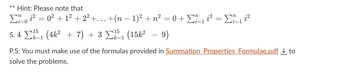 Solved Solve the following summation problems (You have to | Chegg.com Solved Solve the following summation problems (You have to | Chegg.com