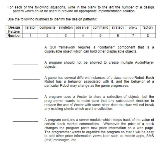 Solved For each of the following situations, write in the | Chegg.com