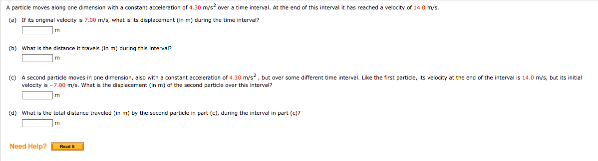 Solved A particle moves along one dimension with a constant | Chegg.com
