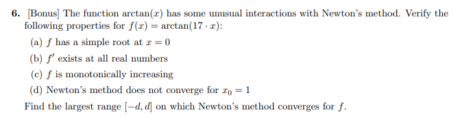 Solved Numerical analysis question: The function arctan(x) | Chegg.com