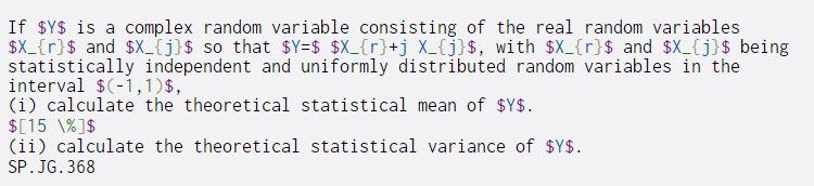Solved If $Y$ is a complex random variable consisting of the | Chegg.com