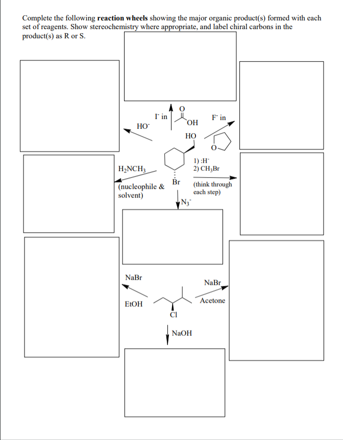 Solved Complete the following reaction wheels showing the | Chegg.com