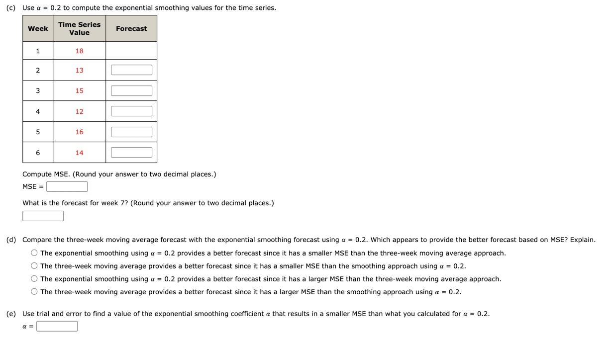Solved Consider the following time series data. Week 12 3 3 | Chegg.com