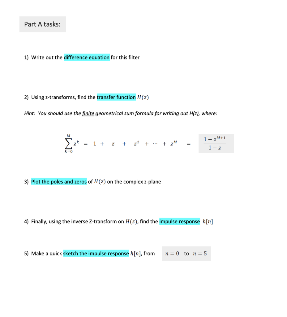 Solved Part A: The 3-point moving average filter Consider | Chegg.com