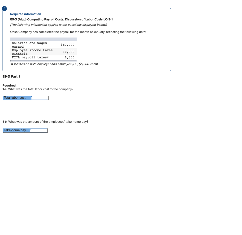 Solved Required information E9-3 (Algo) Computing Payroll | Chegg.com