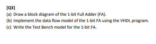 Solved [Q3] (a) Draw a block diagram of the 1-bit Full Adder | Chegg.com