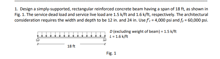 Solved 1. Design a simply-supported, rectangular reinforced | Chegg.com