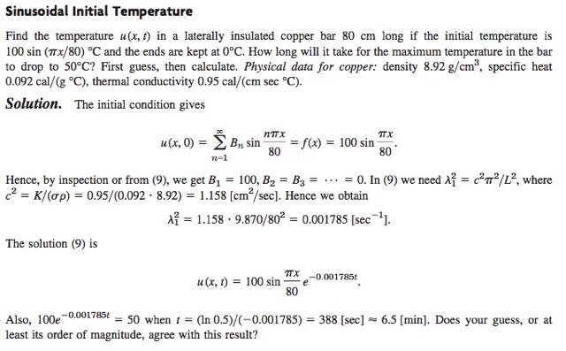 Solved Sinusoidal Initial Temperature Find the temperature | Chegg.com