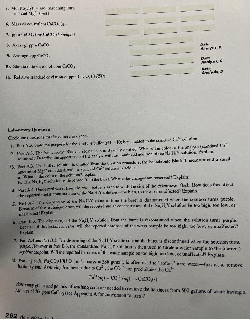 Solved Experiment 21 Report Sheet Hard Water Analysis Date | Chegg.com