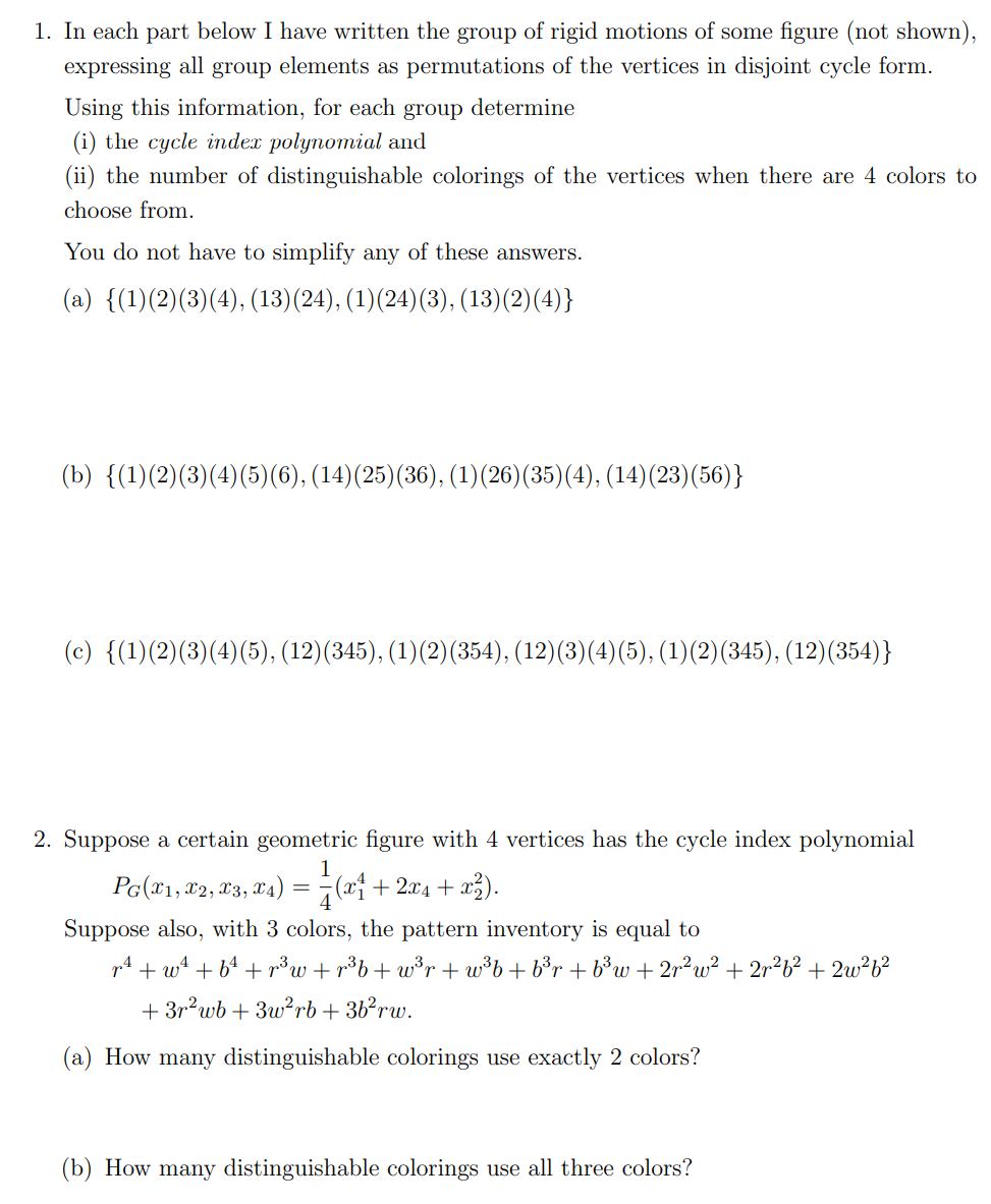 Solved 1. In each part below I have written the group of | Chegg.com