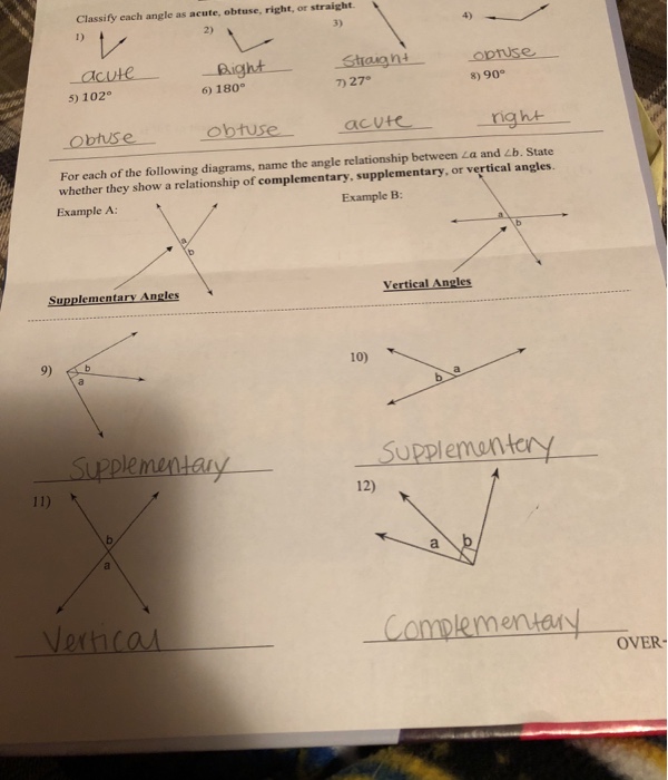 Solved Classify each angle as acute, obtuse, right, or | Chegg.com