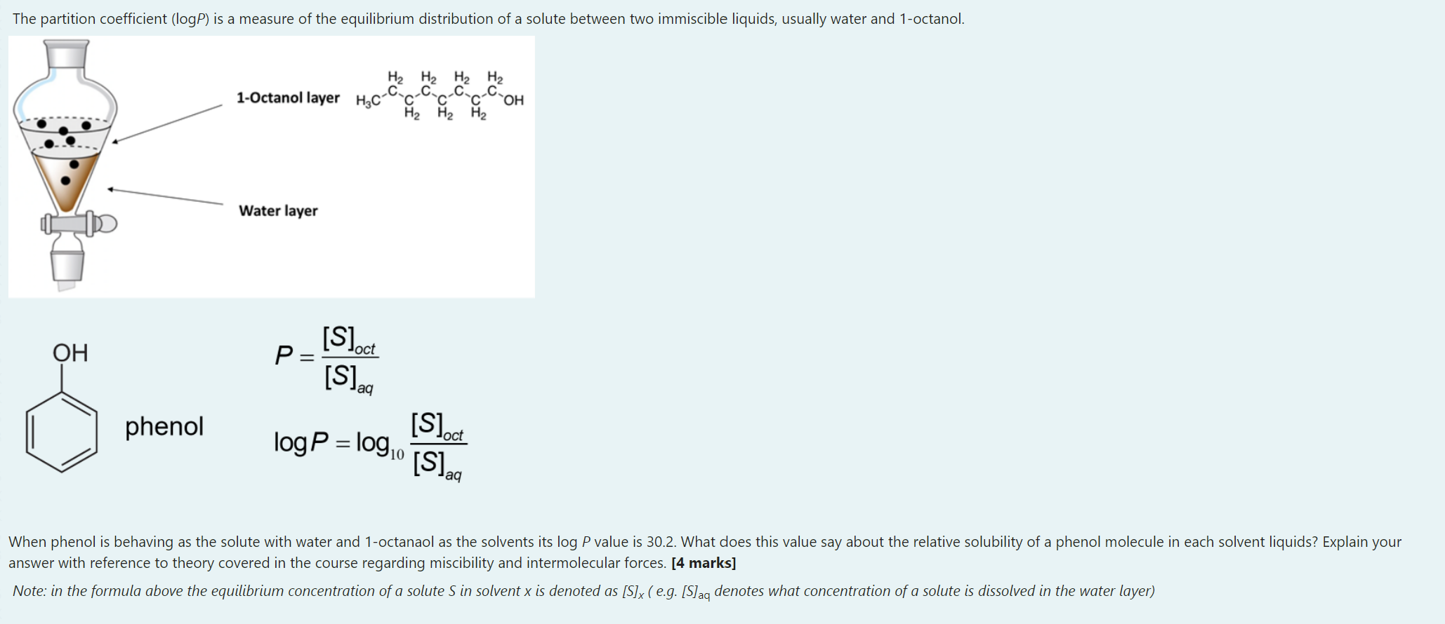 Solved The partition coefficient (logP) is a measure of the | Chegg.com