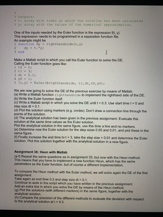 Solved Mathematical Modelling -Assignment 6: Numerical | Chegg.com
