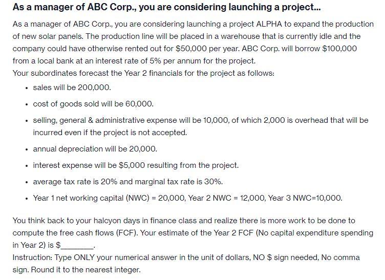 Solved As a manager of ABC Corp., you are considering | Chegg.com