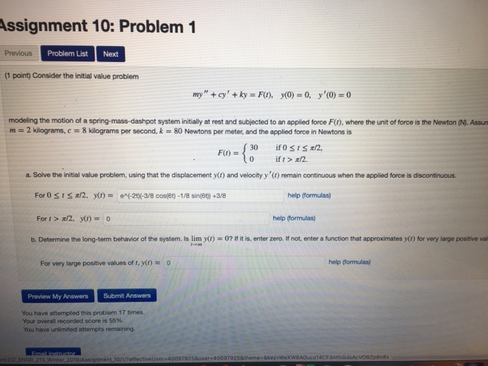Solved Assignment 10 Problem 1 Previous Problem List Next 1