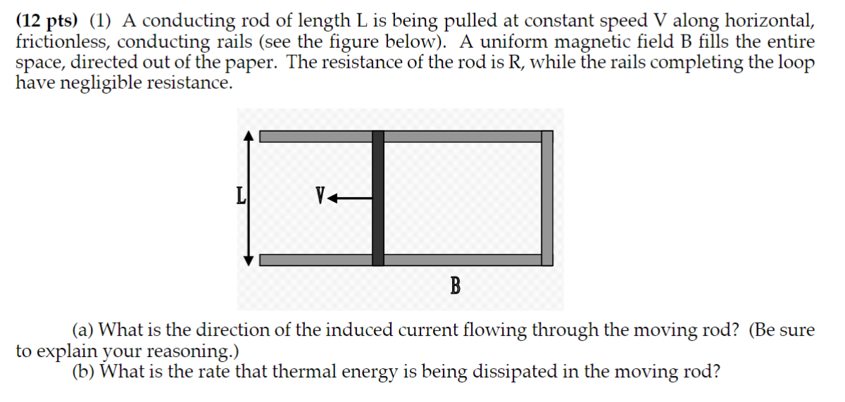 Solved (12 pts) (1) A conducting rod of length L is being | Chegg.com