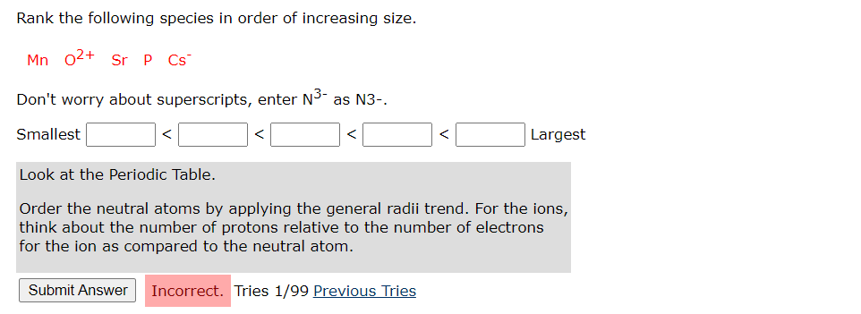 Solved 1. Rank the following elements in order from smallest | Chegg.com