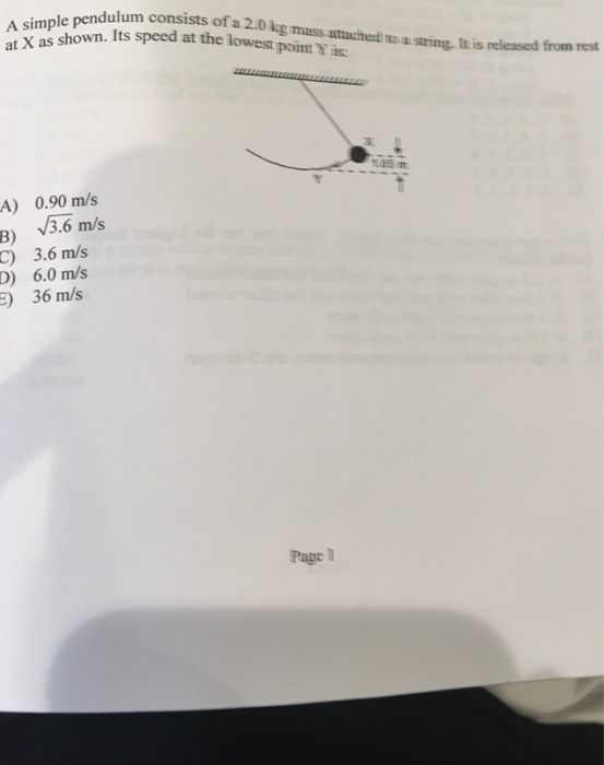 Solved A simple pendulum consists of a 2.0 kg mass a | Chegg.com