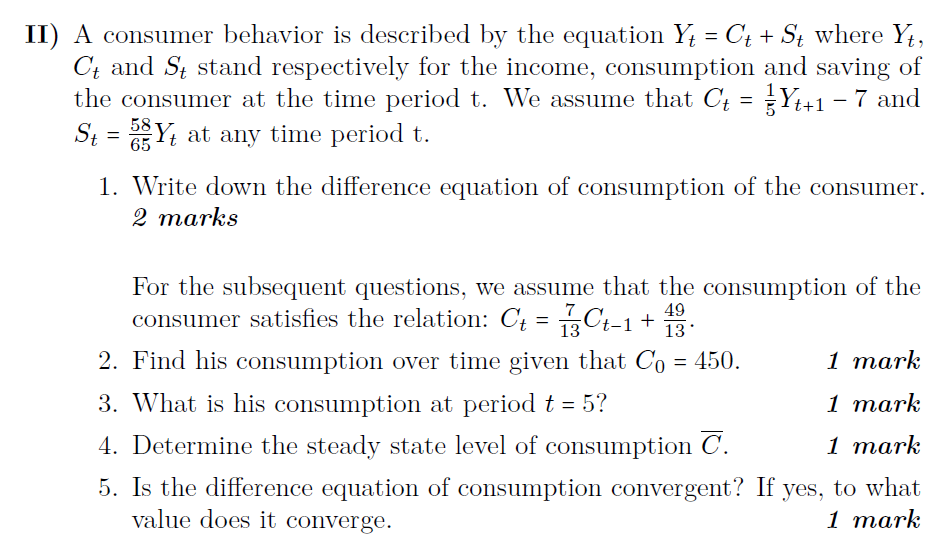 Solved II) A consumer behavior is described by the equation | Chegg.com
