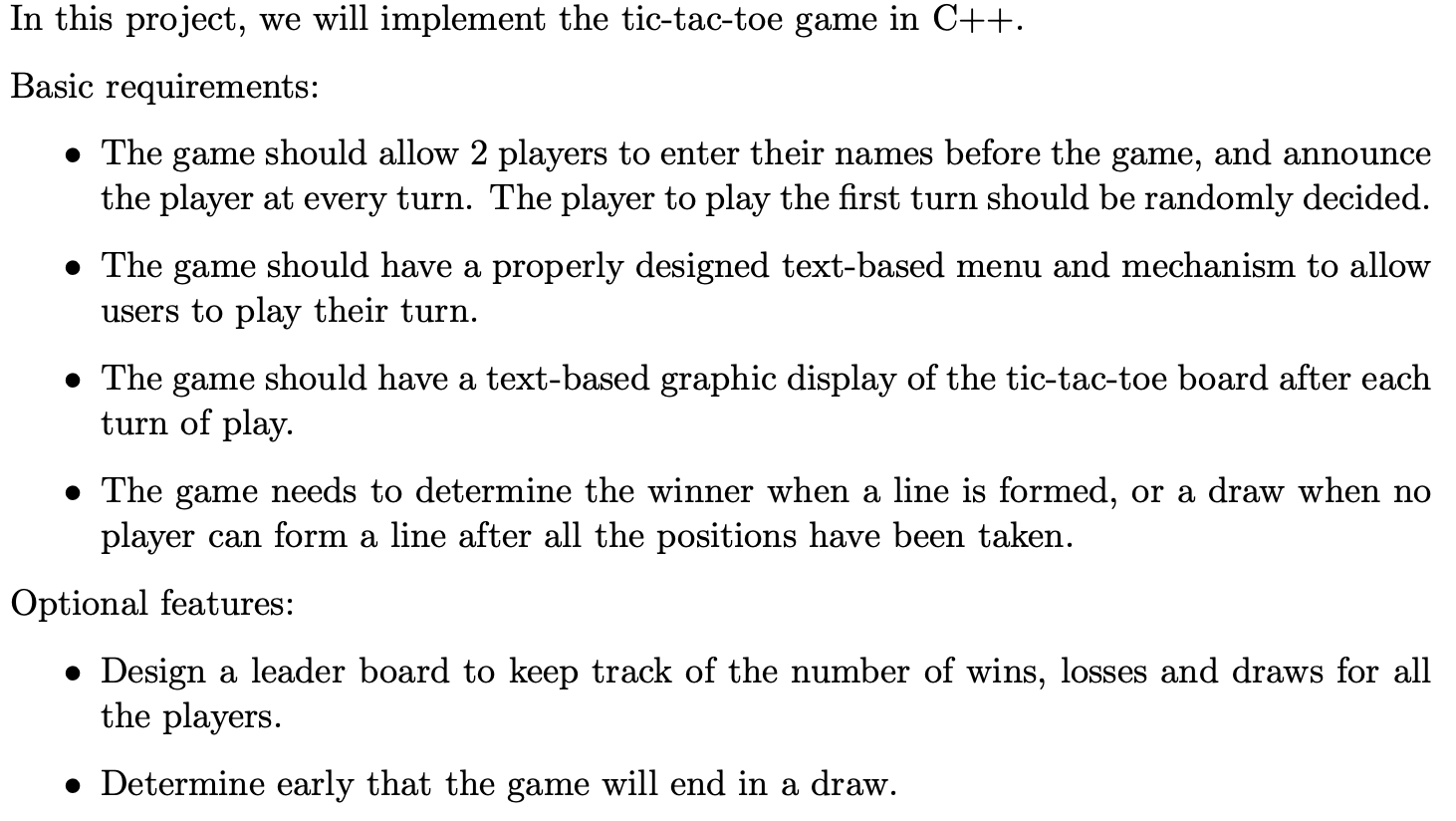 Solved In this project, we will implement the tic-tac-toe | Chegg.com