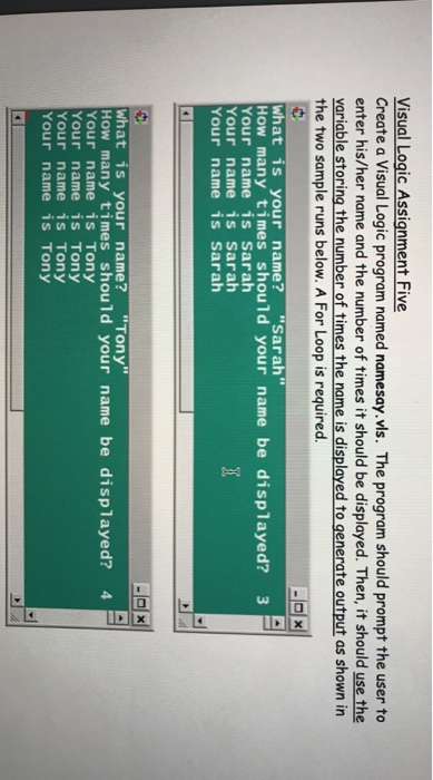 Solved Visual Logic Assignment Five Create A Visual Logic
