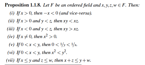 Solved Proposition 1.1.8. Let F be an ordered field and | Chegg.com