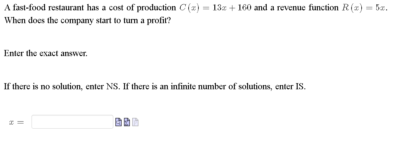 Solved A fast-food restaurant has a cost of production C(x) | Chegg.com
