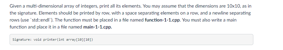 Solved Given a multi-dimensional array of integers, print | Chegg.com