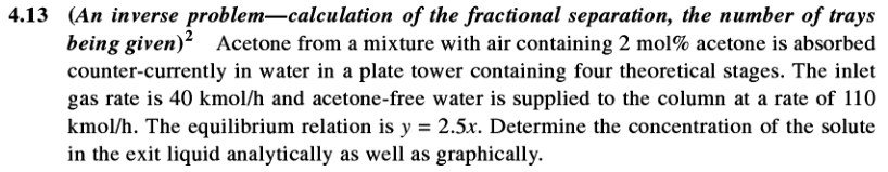 Solved 3. Acetone from a mixture with air containing 2 mol% | Chegg.com