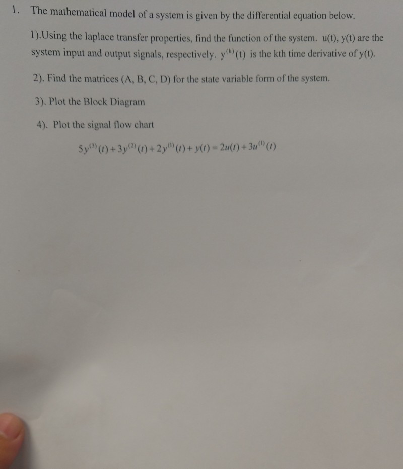 Solved 1. The mathematical model of a system is given by the | Chegg.com