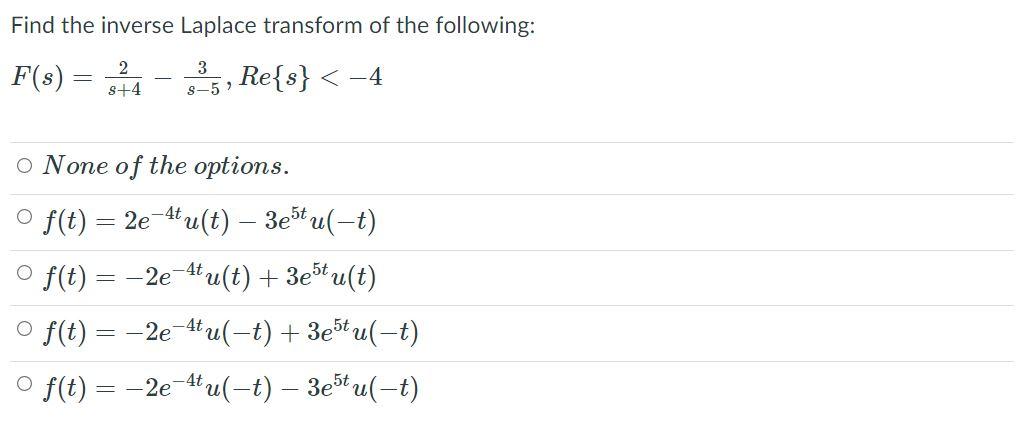Solved Find the inverse Laplace transform of the following: | Chegg.com
