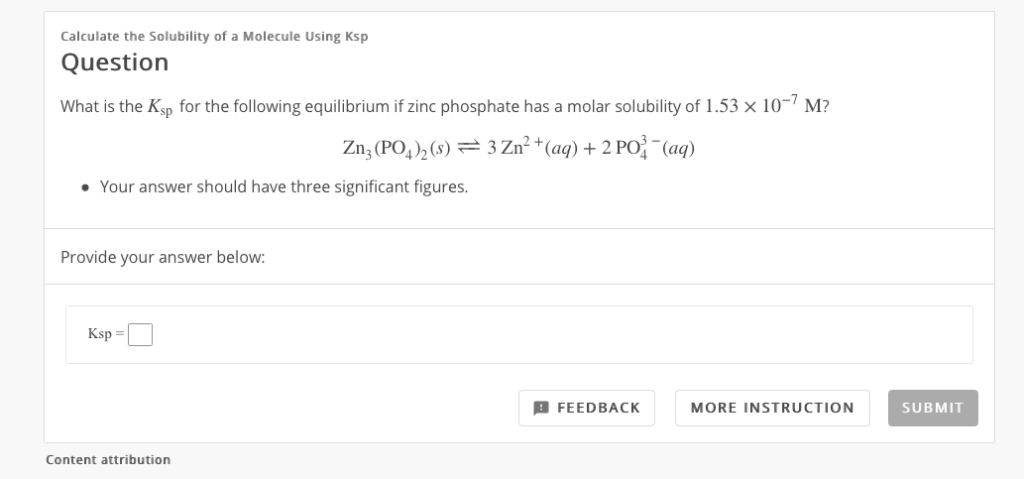 Solved Calculate the Solubility of a Molecule Using Ksp | Chegg.com