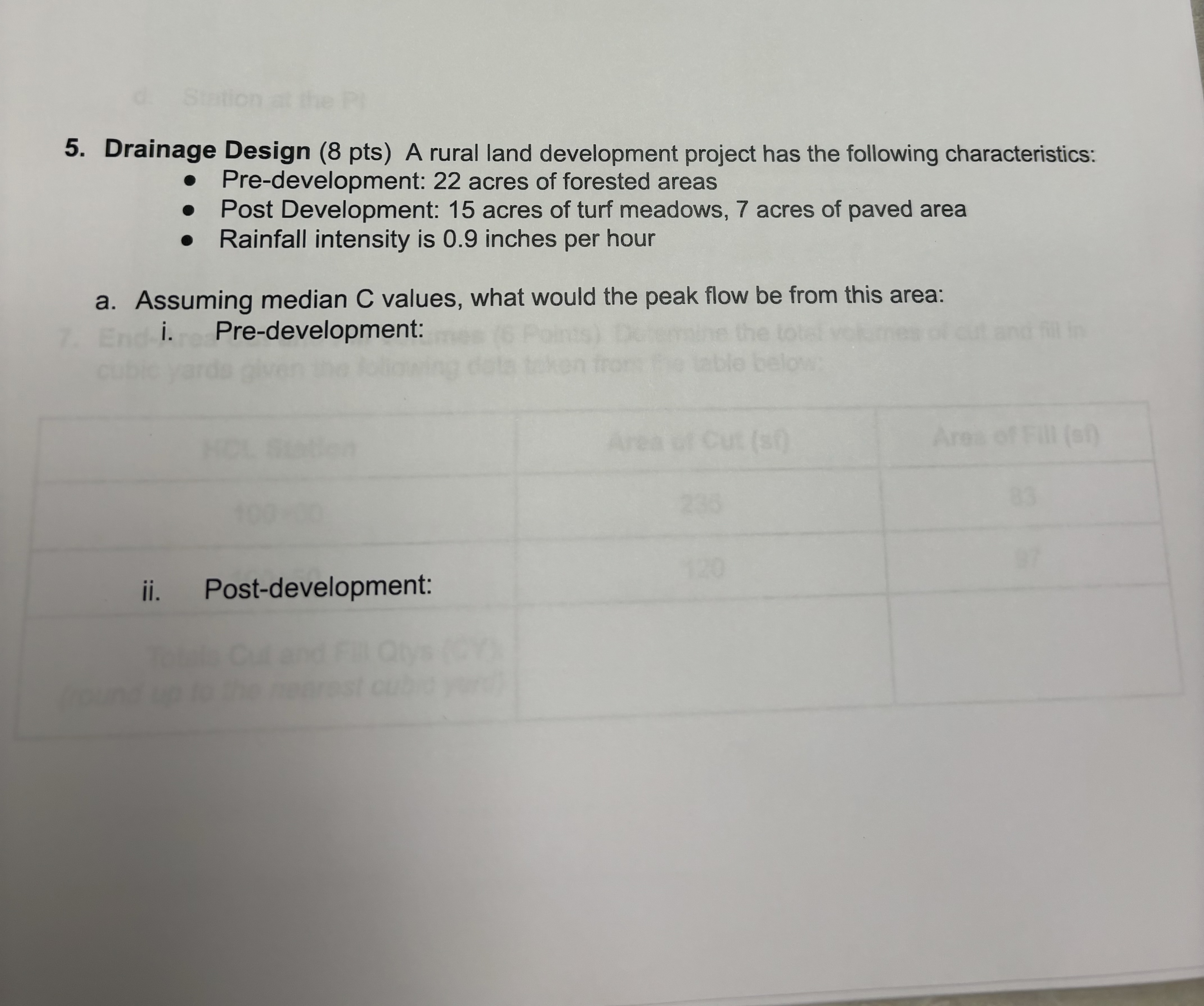 Solved 5. Drainage Design (8 pts) A rural land development | Chegg.com