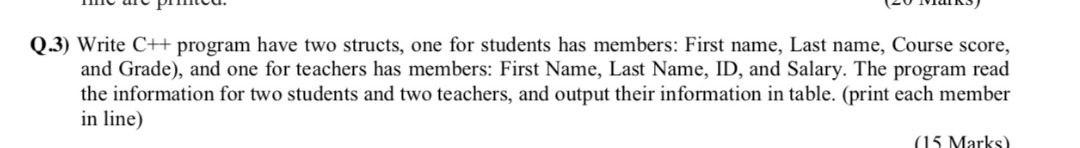 Solved Q3 Write C Program Have Two Structs One For 