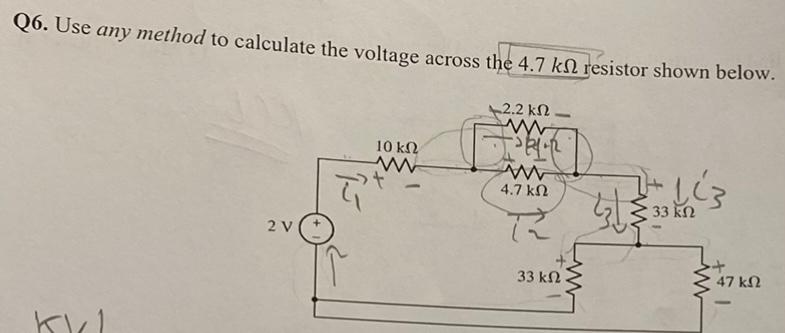 Solved Q6. Use any method to calculate the voltage across | Chegg.com