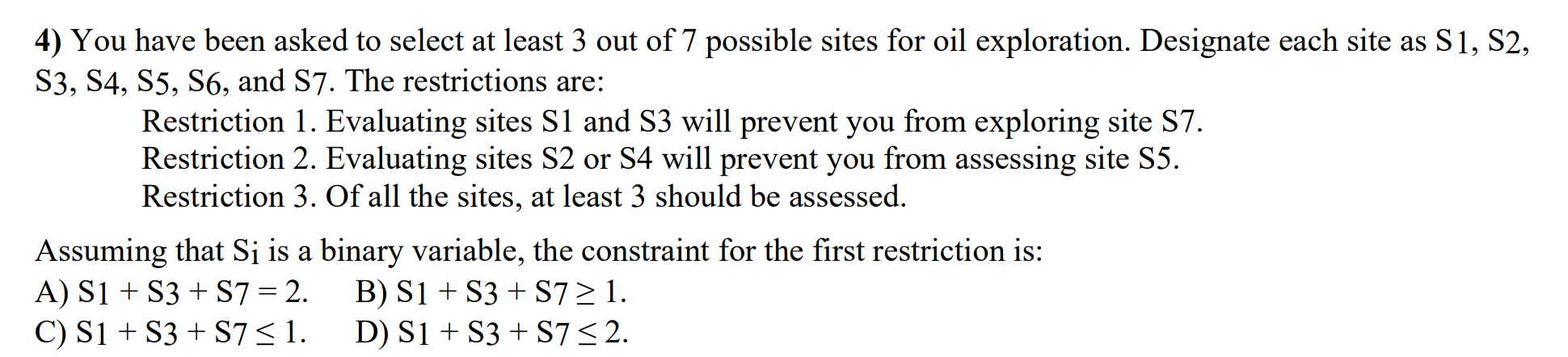 Solved 4) You have been asked to select at least 3 out of 7 | Chegg.com