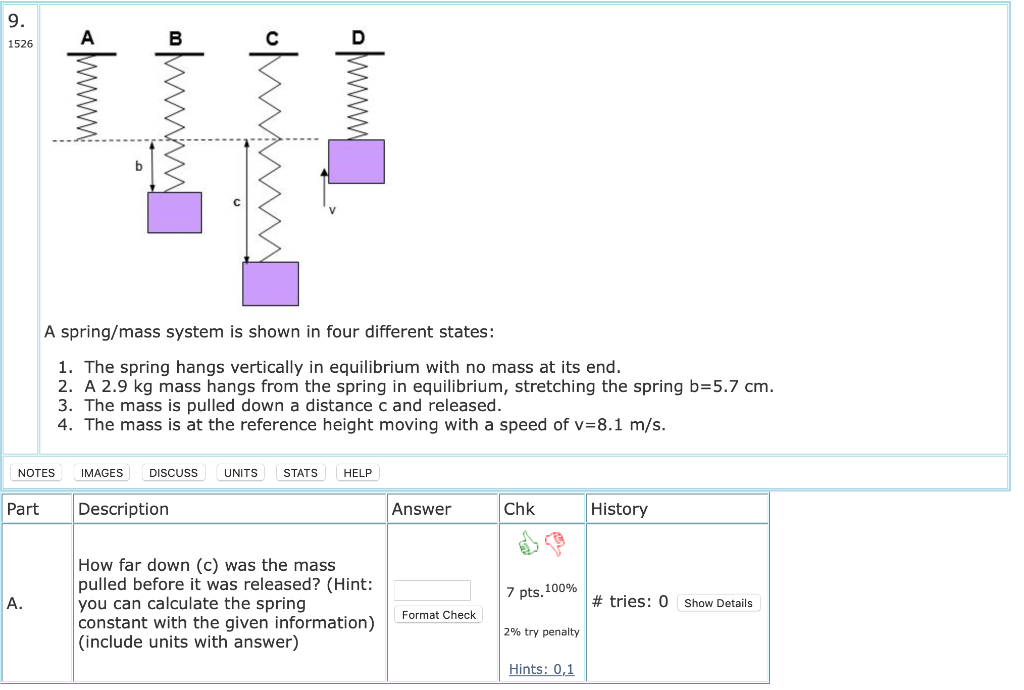Solved 9. 1526 A spring/mass system is shown in four | Chegg.com