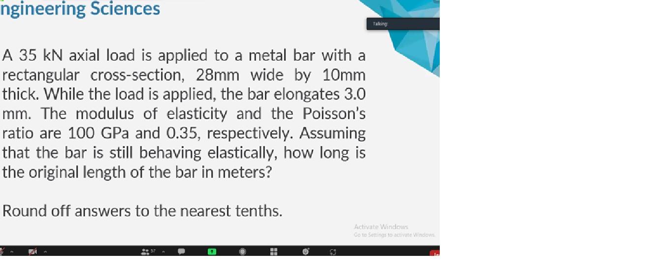 Solved ngineering Sciences Talling A 35 kN axial load is | Chegg.com
