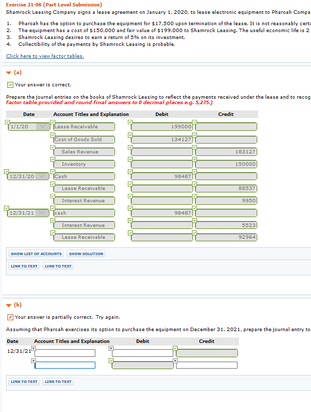 Solved Exercise 21-06 (Part Level Submission) Shamrock | Chegg.com