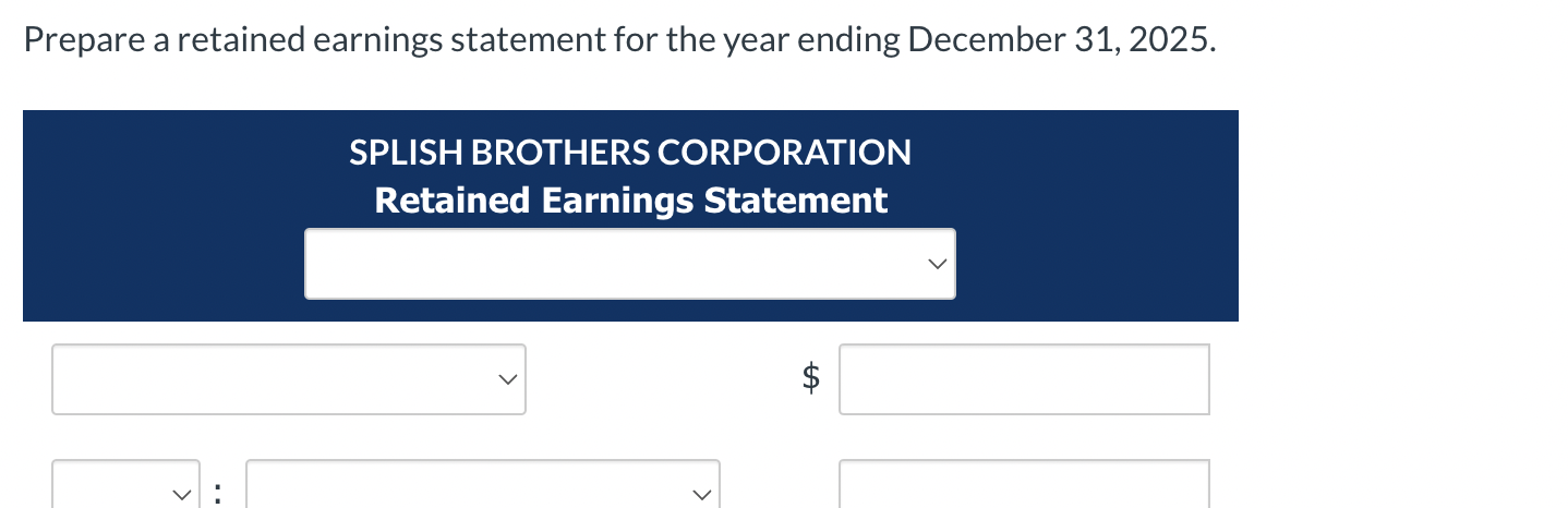 Splish Brothers Corporation's balance sheet at | Chegg.com
